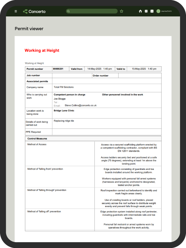 Permit to Work Software - PTW Compliance and Safety - Concerto